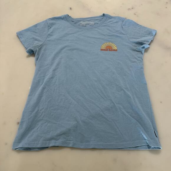 Eddie Bauer | Tops | Eddie Bauer Women S Shirt Blue Retro Mountain Sun ...